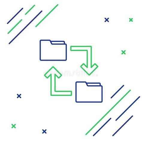 Line Cloud Storage Text Document Folder Icon Isolated On White Background Colorful Outline