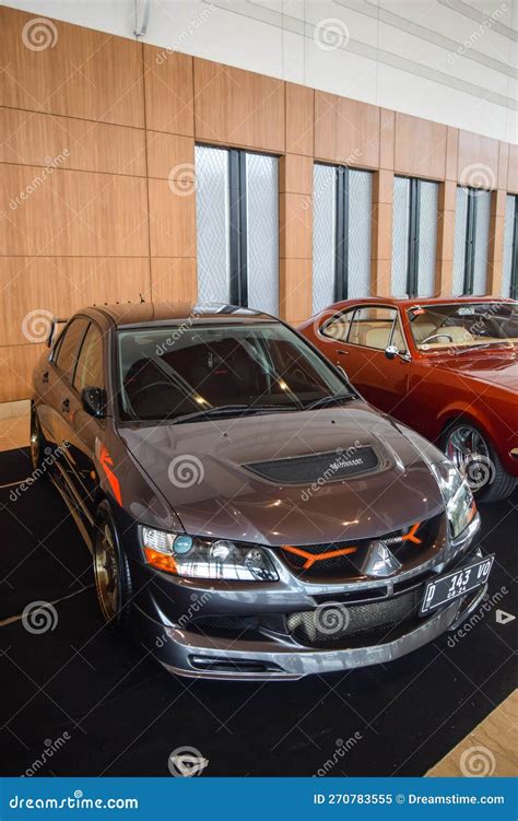 Grey Mitsubishi Lancer Evolution Viii Sedan On Display At The Elite Showcase Editorial Image