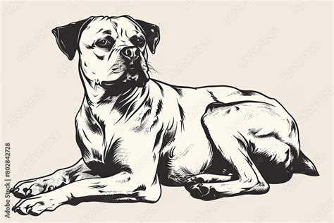 Dog Illustration Clear Thick Black Outlines Line Art No Missing Arms No Missing Legs Style Raw