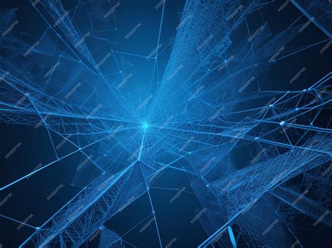 Premium Photo Abstract Blue Background Network Connection Structure Grid Ai Generated