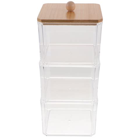 Three Layer Storage Box Cotton Swabs Organizers Containers Stackable Small Carriers Boxes