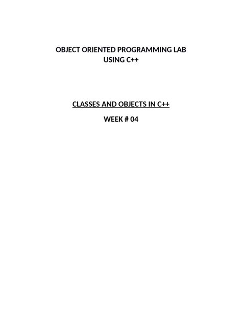 Week 4 C Classes And Objects Pdf Object Oriented Programming