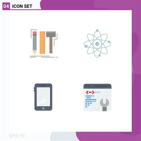4 User Interface Flat Icon Pack Of Modern Signs And Symbols Of Design Science Tools Nuclear