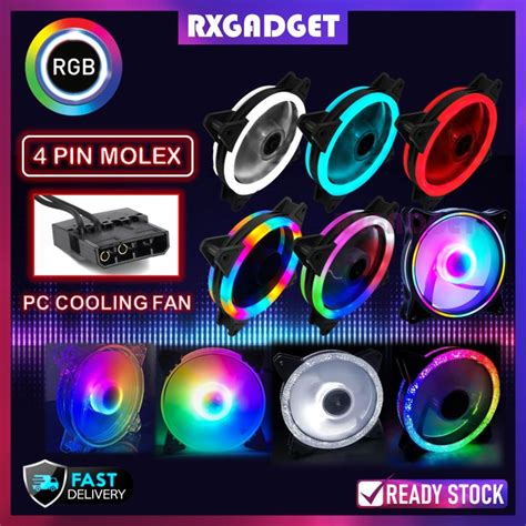 Rgb Pc Fan Cooler 120mm 12cm Led Rainbow Light Double Ring Gaming Pc