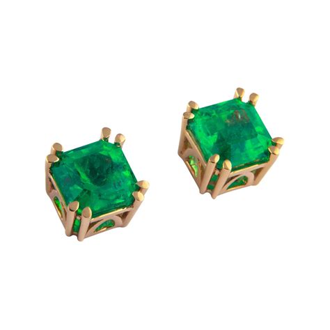 Aretes Esmeralda Oro Amarillo 002572 Glauser