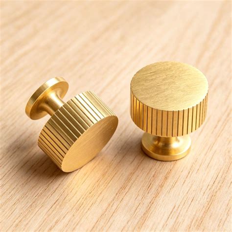 Satin Brass Cabinet Knobs Modern Gold Kitchen Cupboard Drawer Pulls Etsy