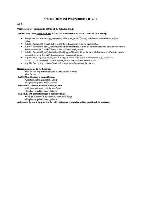 Lab7 Oop C Object Oriented Programming In C Object Oriented