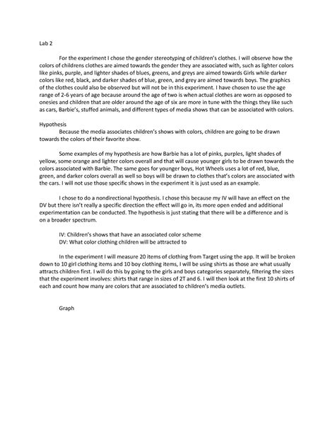 Lab Gender Stereotyping Lab Lab For The Experiment I Chose The Gender Stereotyping Of