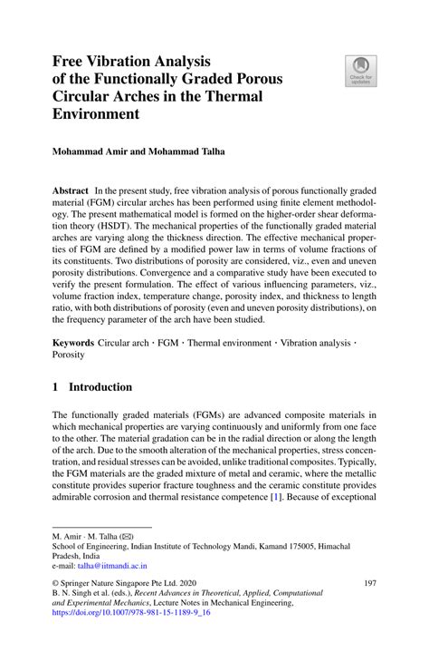 Pdf Free Vibration Analysis Of The Functionally Graded Porous