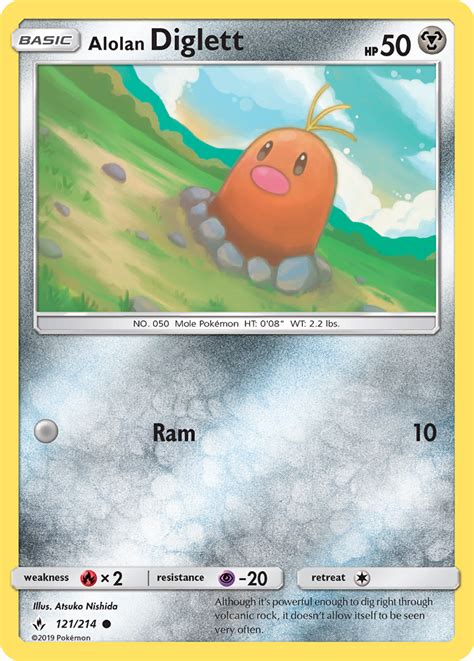 Alolan Diglett 121 Unbroken Bonds 2019 Pokemon Card