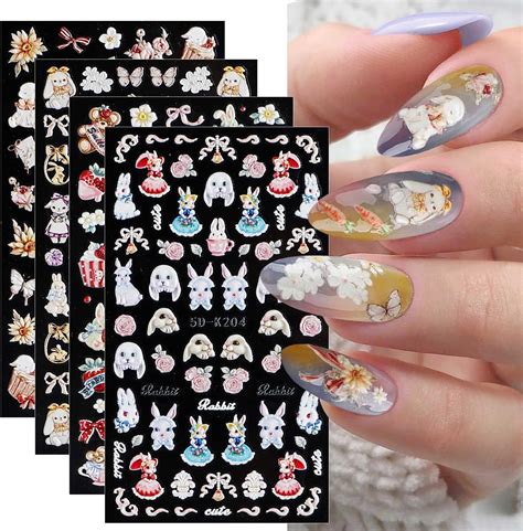 3d Ostern Nagelsticker Kaninchen Nagelaufkleber Osterhase Wasser