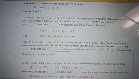 Solved EXAMPLE Show That There Is A Root Of The Equation Chegg