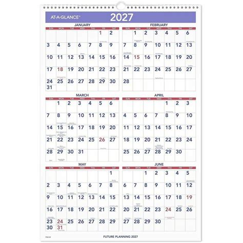 At A Glance Wall Calendar Large Julian Dates Monthly 12 Month