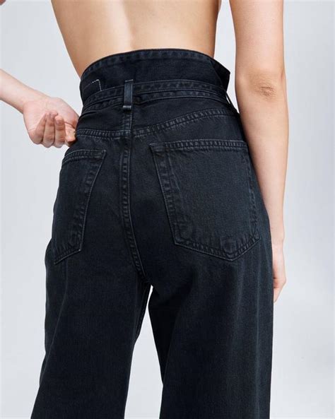 Womens Paper Bag Jeans In Black Rag And Bone