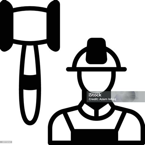 노동법 벡터 아이콘 디자인 변호사 및 법률 시스템 기호 법률 기호의 다른 분야 옹호자 및 변호사 스톡 일러스트레이션 인간 및 노동법 개념 건설 현장에 대한 스톡 벡터 아트