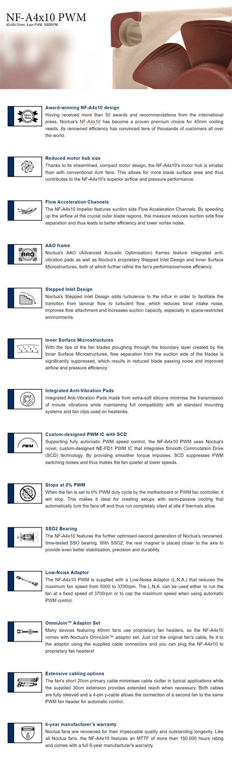 Noctua 40mm 4pin Pwm Fan Nf A4x10 Pwm Au