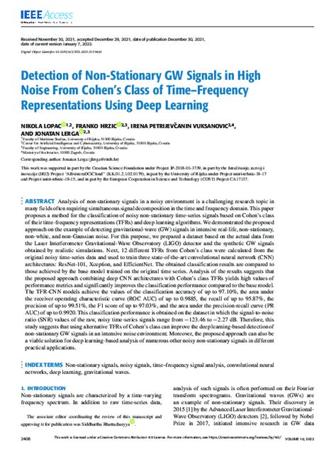 Pdf Detection Of Non Stationary Gw Signals In High Noise From Cohens Class Of Time Frequency