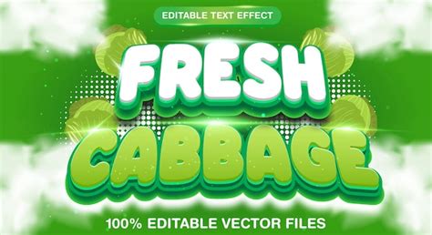 Premium Vector Fresh Cabbage 3d Editable Text Effect Template Suitable For Sweet Food Menu Themes