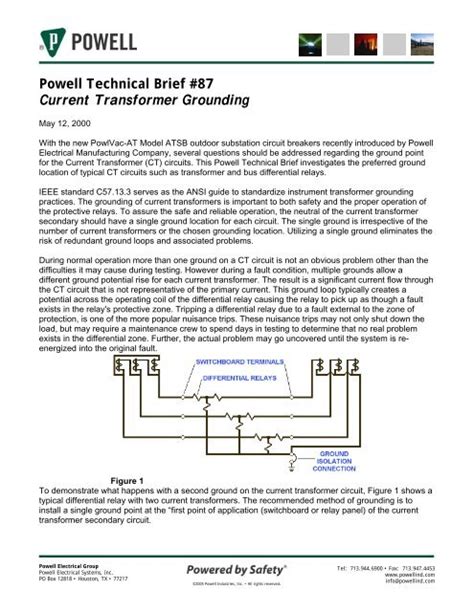 Powell Technical Brief 87 Current Transformer Grounding