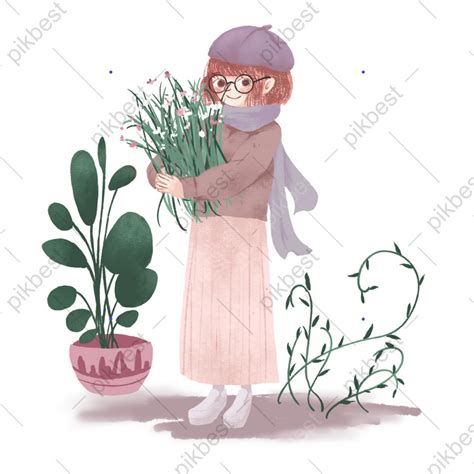 Spring Characters And Plants Illustration Psd Png Images Free Download Pikbest