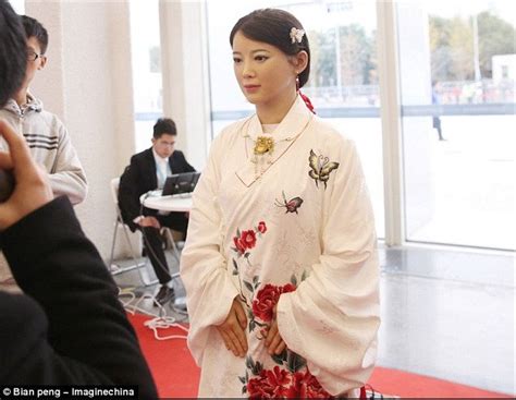 Meet Chinas Freakishly Realistic Droids Creepy Machines Go On Display At The World Robot