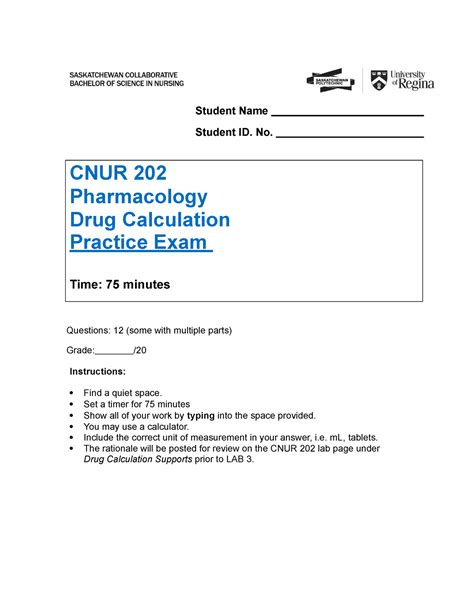 Drug Calculation Practice Babe Name Babe ID No Questions 12 Some With Multiple Parts