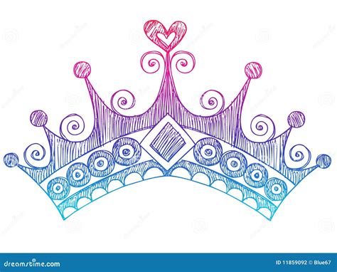 Sketchy Princess Tiara Crown Notebook Doodles Stock Vector
