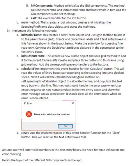 Solved Gui Application For Speeding Fine Calculator In This