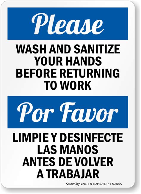 Please Wash Your Hands Sign English And Spanish
