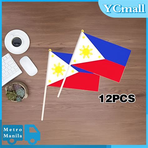 12pcs Set Nylon Philippine Small Flag Mini Flaglets Hand Waving Flag
