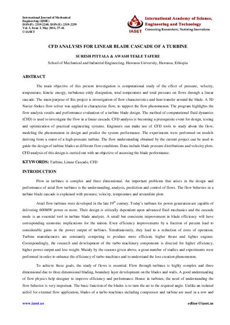 Pdf Analisys For Linear Blade Cascade Of A Turbine
