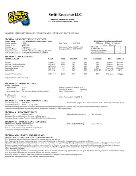 Flex Seal Liquid Rubber Sealant Coating Msds Download