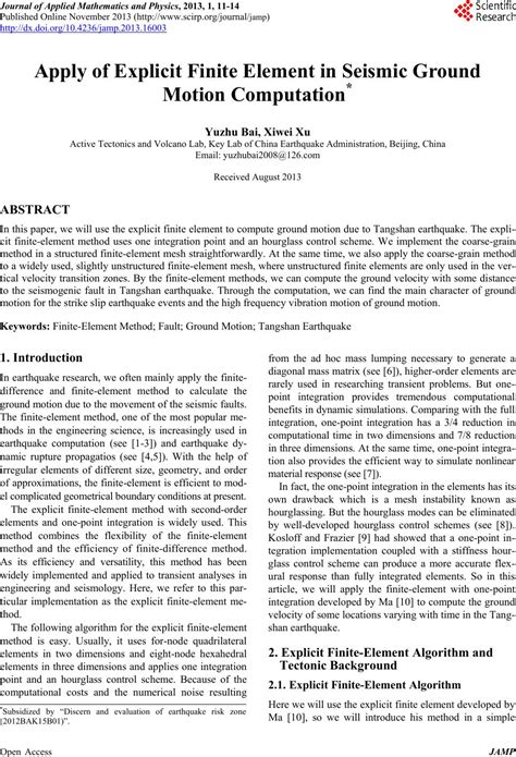 Apply Of Explicit Finite Element In Seismic Ground Motion Computation
