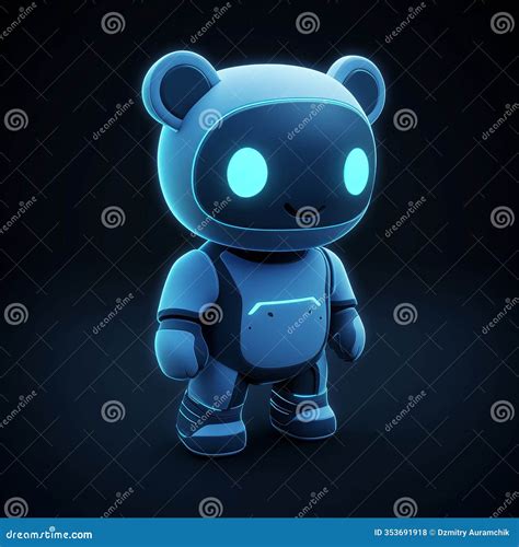 A Cute Little Blue Robot With Bear Ears A Friendly Kawaii Bot With A