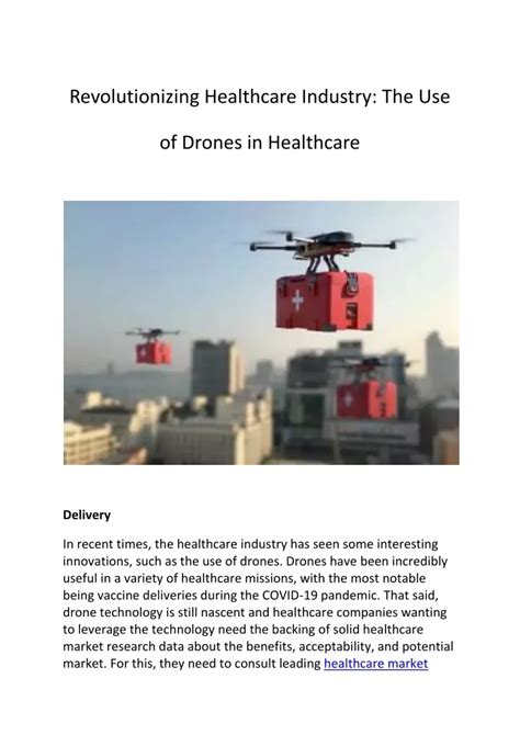 Ppt Revolutionizing Healthcare Industry The Use Of Drones In Healthcare Powerpoint