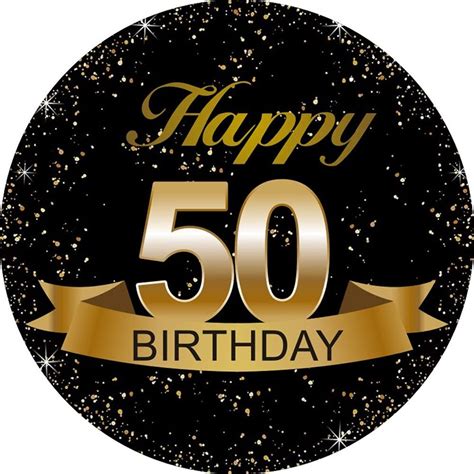 Fedyufook Black And Gold 50th Birthday Party Favor Stickers 2 Inches 50