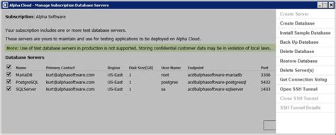 Alpha Anywhere Managing Test Databases