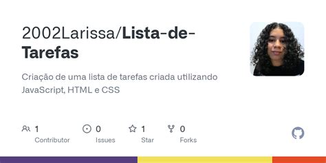 GitHub 2002Larissa Lista de Tarefas Criação de uma lista de tarefas