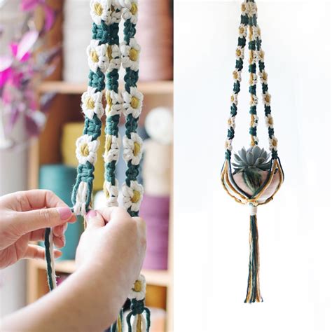 Diy Daisy Chain Macrame Plant Hanger Kit Intermediate Craft Kit For