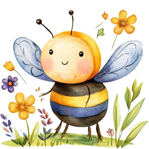 13 Spring Bee Clipart Watercolor Floral Bees Clip Art Insect High