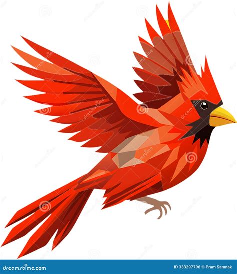 Vibrant Northern Cardinal Bird Clipart Stock Illustration