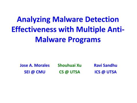 Ppt Analyzing Malware Detection Effectiveness With Multiple Anti