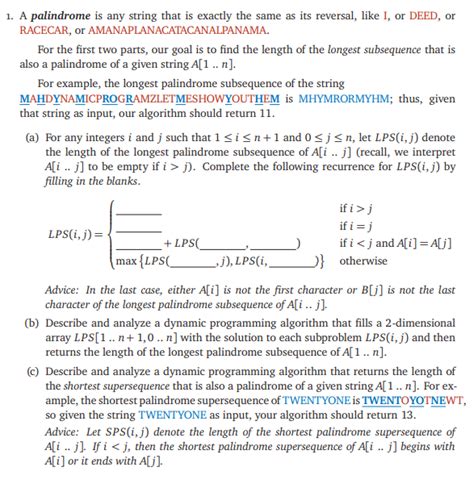 solved 1 a palindrome is any string that is exactly the