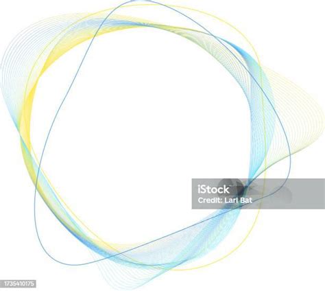 기술 개념 사용자 인터페이스 디자인 웹 디자인을 위한 동적 네온 곡선으로 만든 곡선 프레임 노란색과 파란색 선 흰색 배경입니다 복사 공간 0명에 대한 스톡 벡터 아트 및