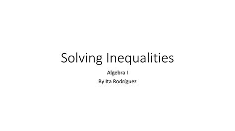 Solving Inequalities PPTX