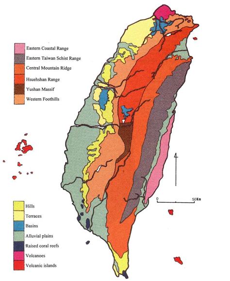 Map Of Taiwan Showing The Major Physiographic Regions Redrawn From