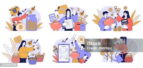 금융 이해력 개념적 인 일러스트 요소 돈 연결 학습 스마트 투자 프로세스 저축 및 비용 자체 예산 최근 벡터 플랫 템플릿 개념에 대한 스톡 벡터 아트 및 기타 이미지