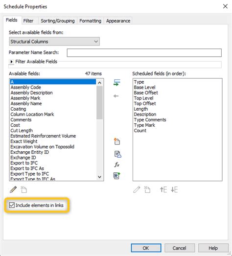 How To Include Model Elements From Linked Project In Revit Schedules