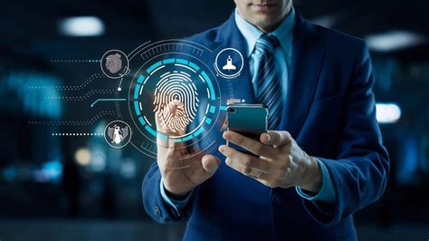 Businessman Using Smartphone To Access Biometric Data By Input Password Or Fingerprint Scanner