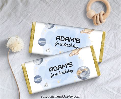 Editable Outer Space Chocolate Bar Labels Candy Wrapper Galaxy Party